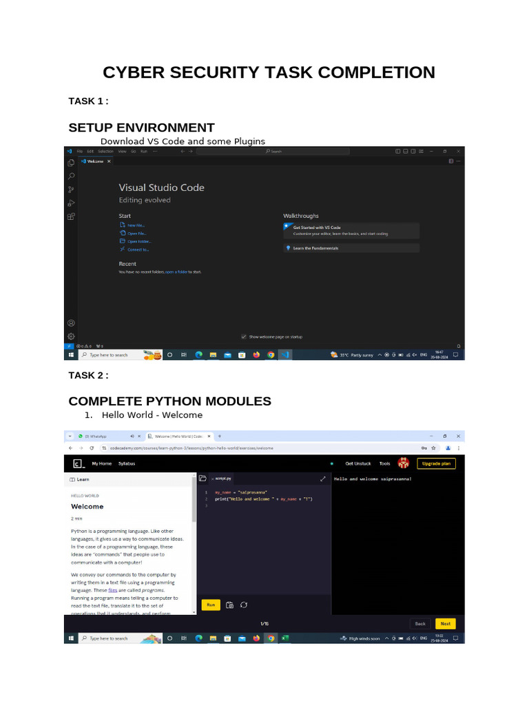CYBER SECURITY TASK COMPLETION | PDF