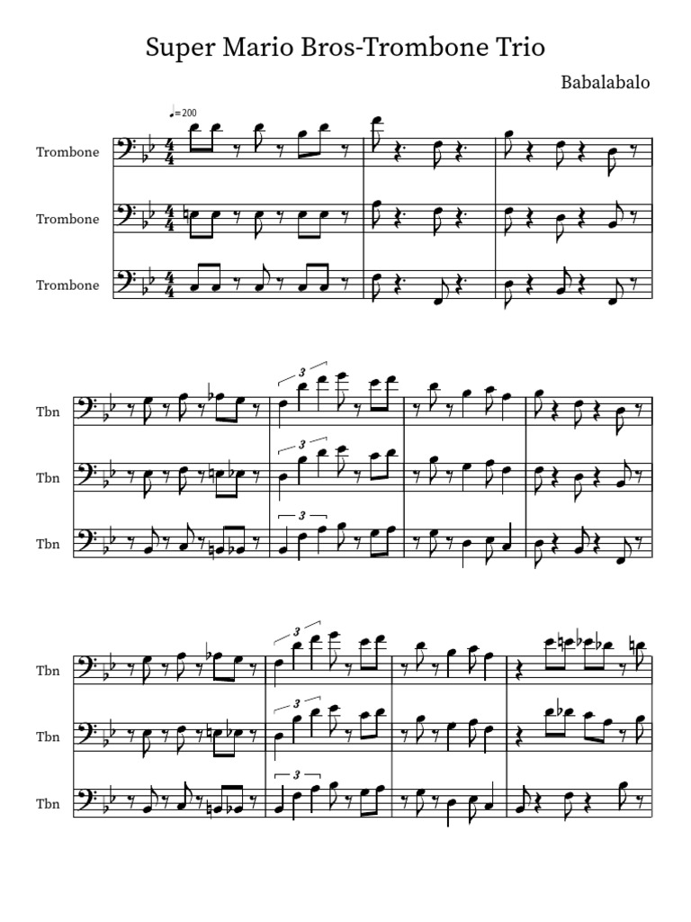 Super Mario Bros-Trombone Trio | PDF