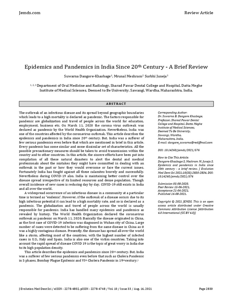 Epidemics and Pandemics in History-WA0015. | PDF | Influenza | Pandemic