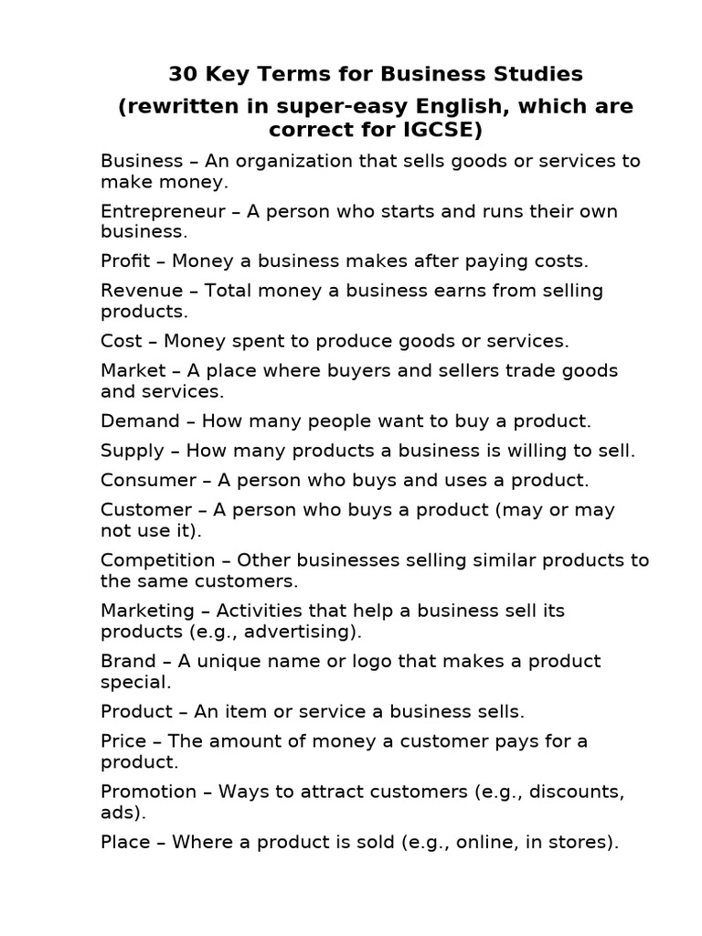 30 Essential Business Terms Explained | PDF