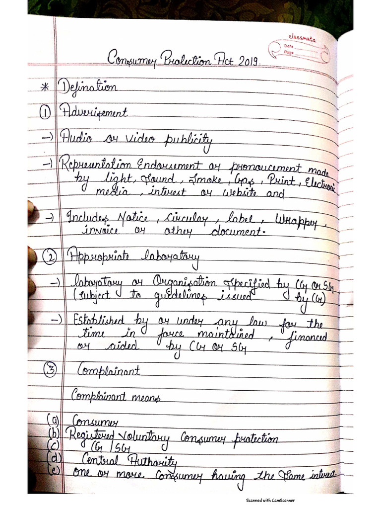 @csupdates Consumer Protection Act - Hand Written Notes | PDF