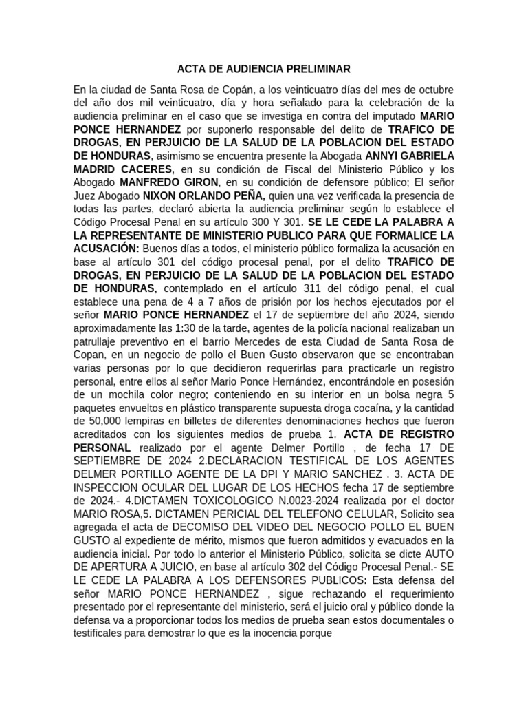 Acta de Audiencia Preliminar | PDF | Fiscal | Ley Pública