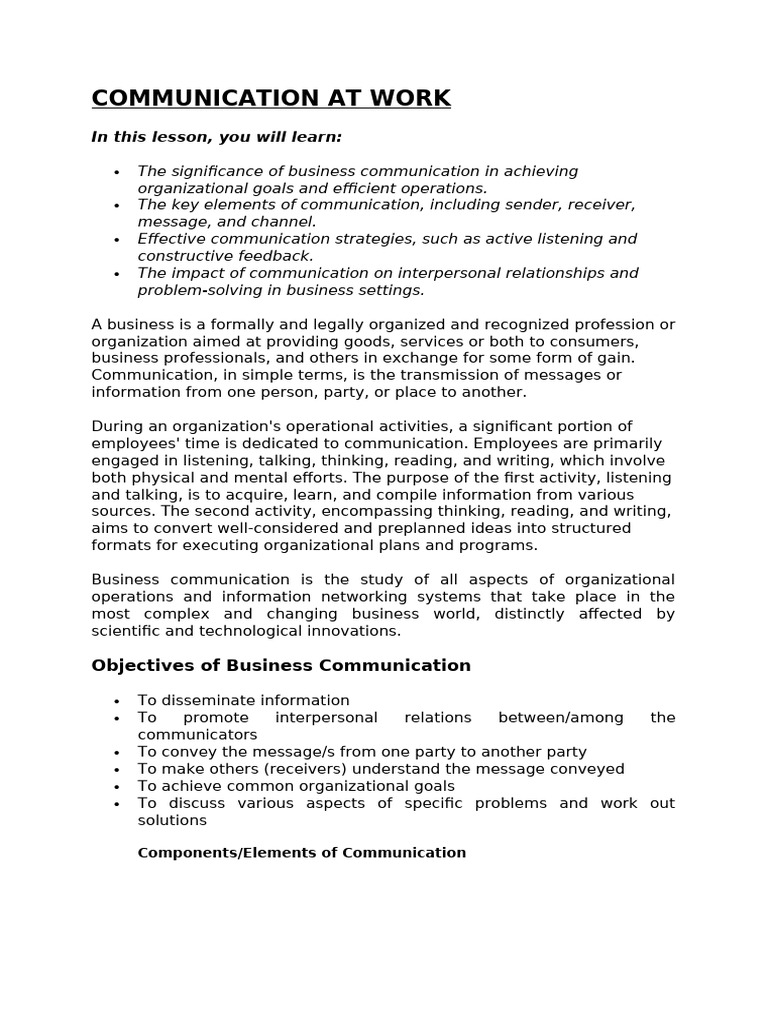 Effective Business Communication Strategies | PDF | Communication ...