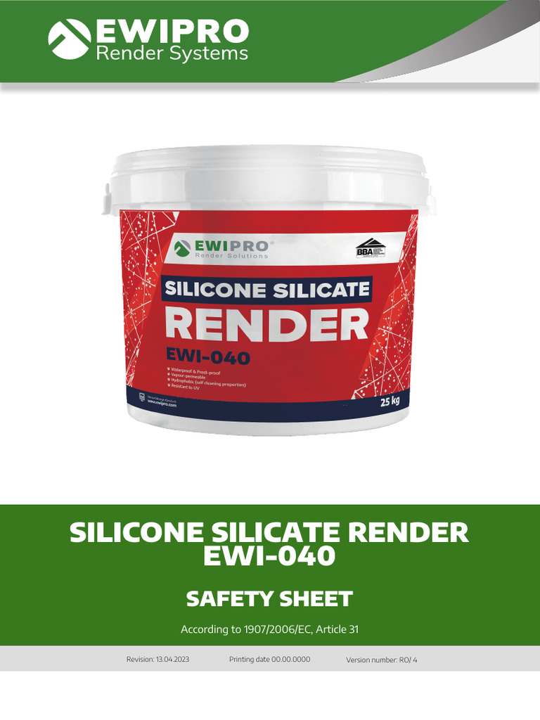 EWI 040 Silicone Silicate Render Safety Data Sheet | PDF | Firefighting | Personal Protective ...