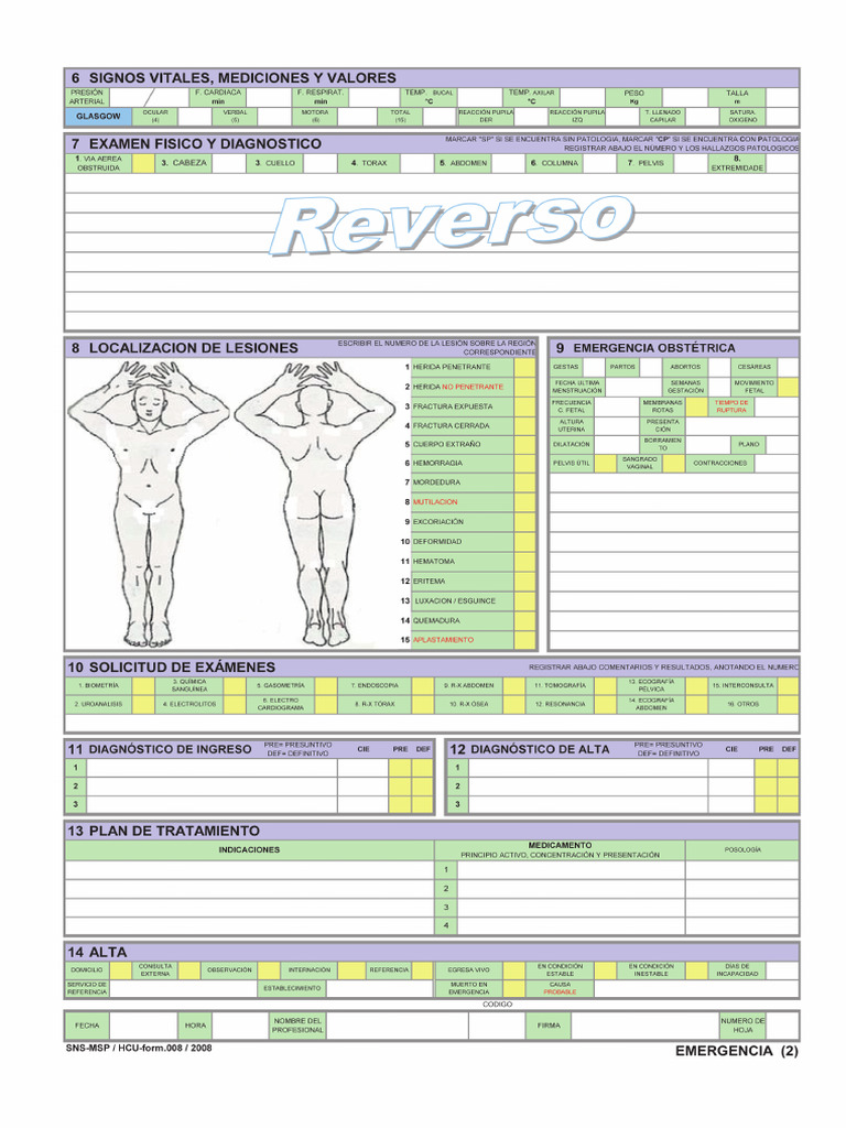 EMERGENCIA_SNS_MSP_HCU_form_008_2008 | PDF