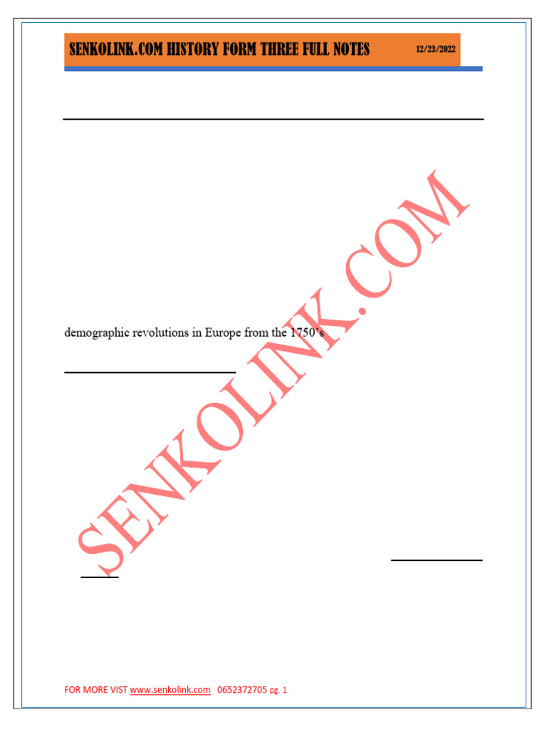 History Form Three Notes | PDF | Colonialism | Africa