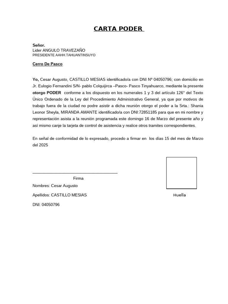 Carta Poder Simple | PDF