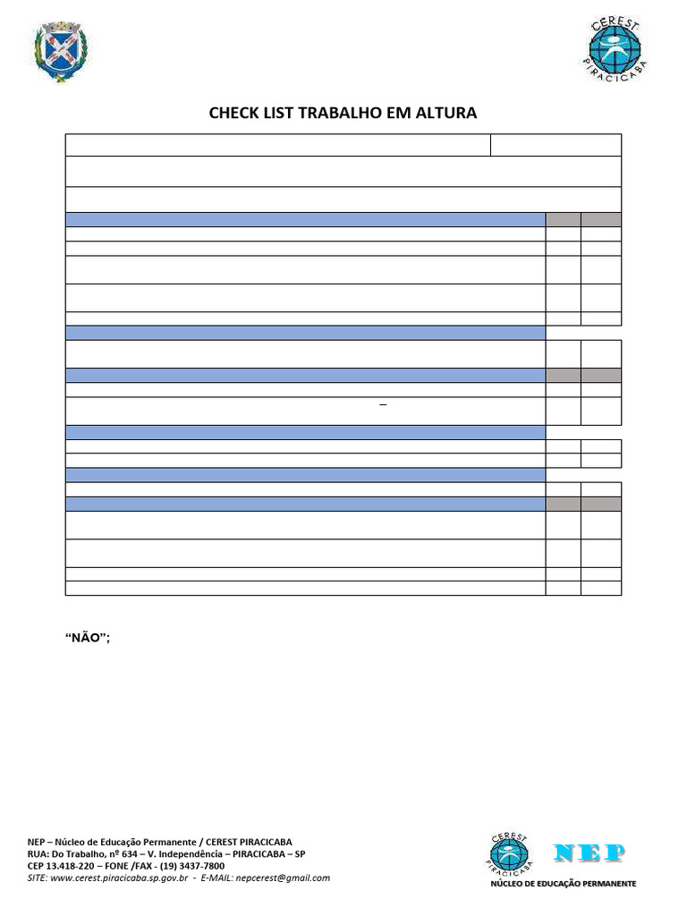 Checklist de Segurança em Altura | PDF