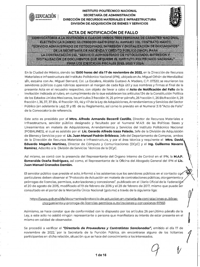 Acta de Fallo Politecbico | PDF | México