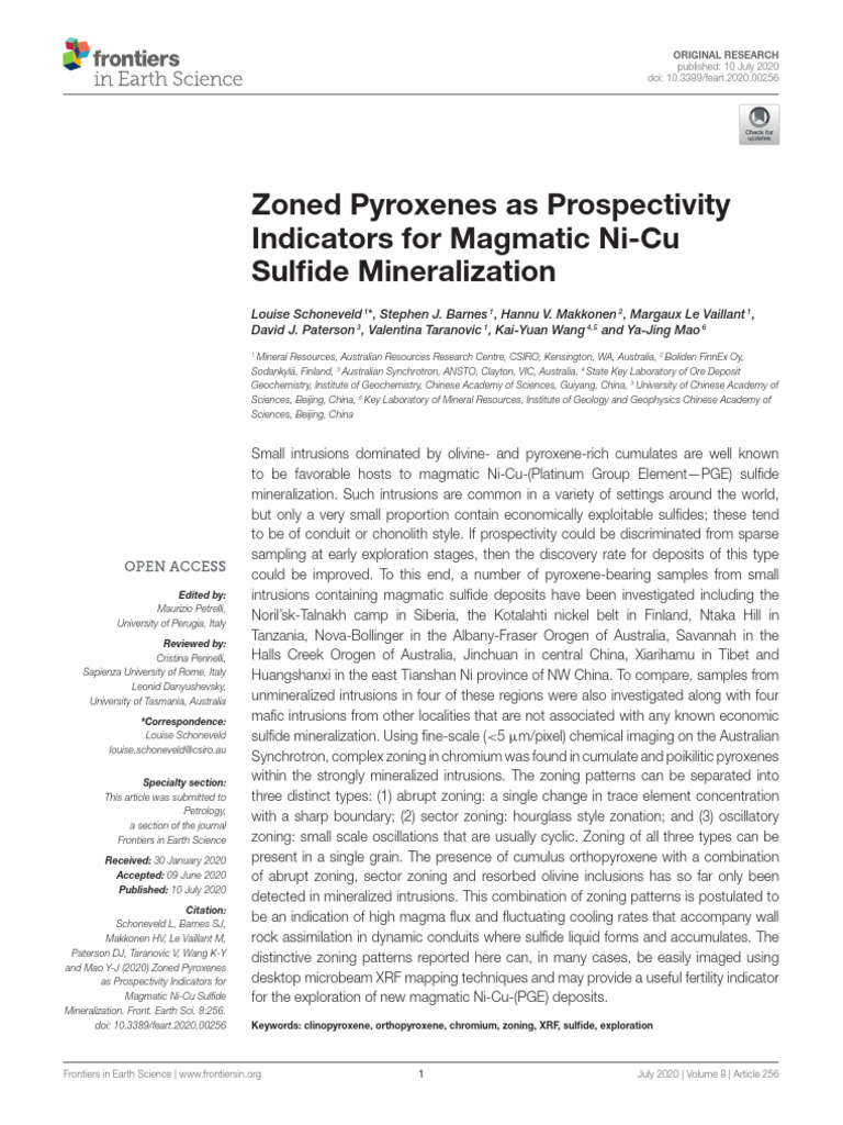 Zoned_Pyroxenes_as_Prospectivity_Indicators_for_Ma | PDF | Geology | Minerals