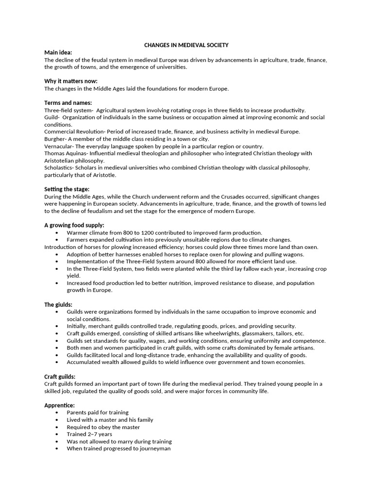 Decline of Feudalism in Medieval Europe | PDF | Black Death | Guild