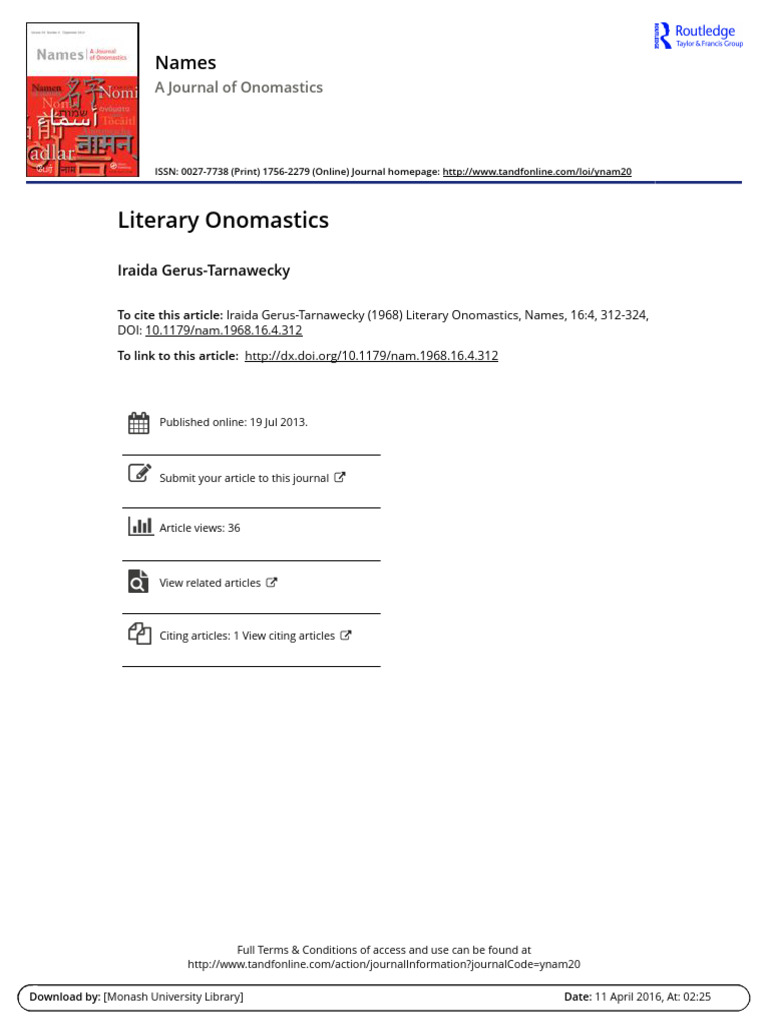 Literary Onomastics: Names in Literature | PDF | Poetry | Poetics