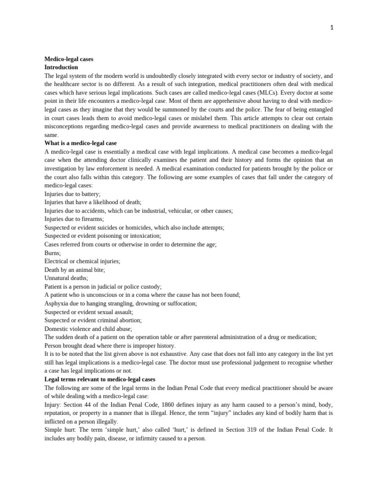 Medico Legal Cases WPS Office | PDF | Negligence | Tort