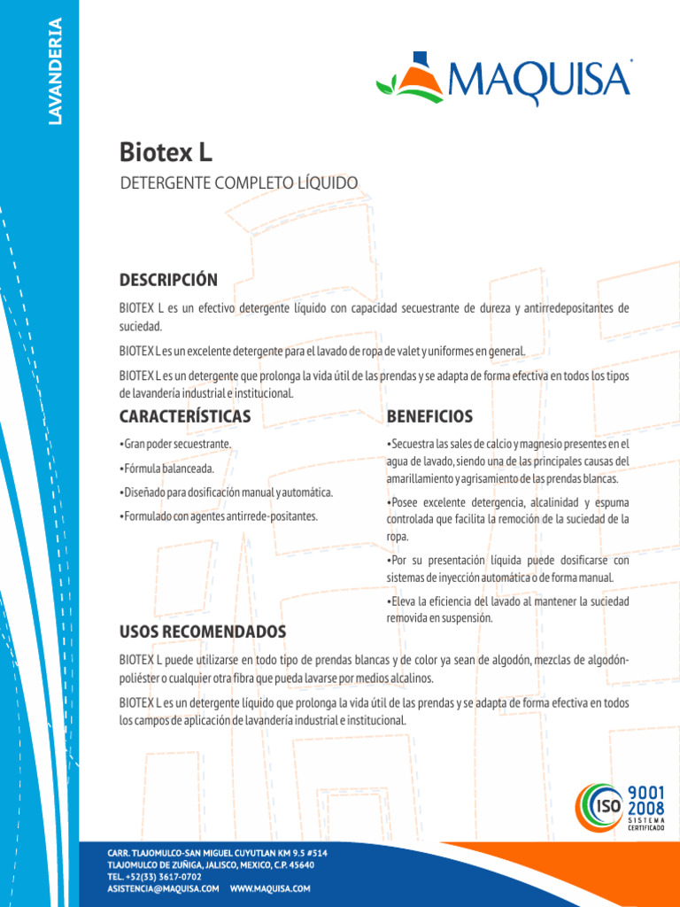 FT Biotex L | PDF | Detergente | Agua