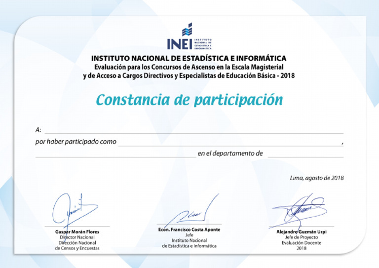 Constancia 2018 Inei | PDF