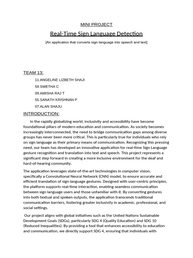 MINI - PROJECT (Sign Language) | PDF | Sign Language | Input/Output