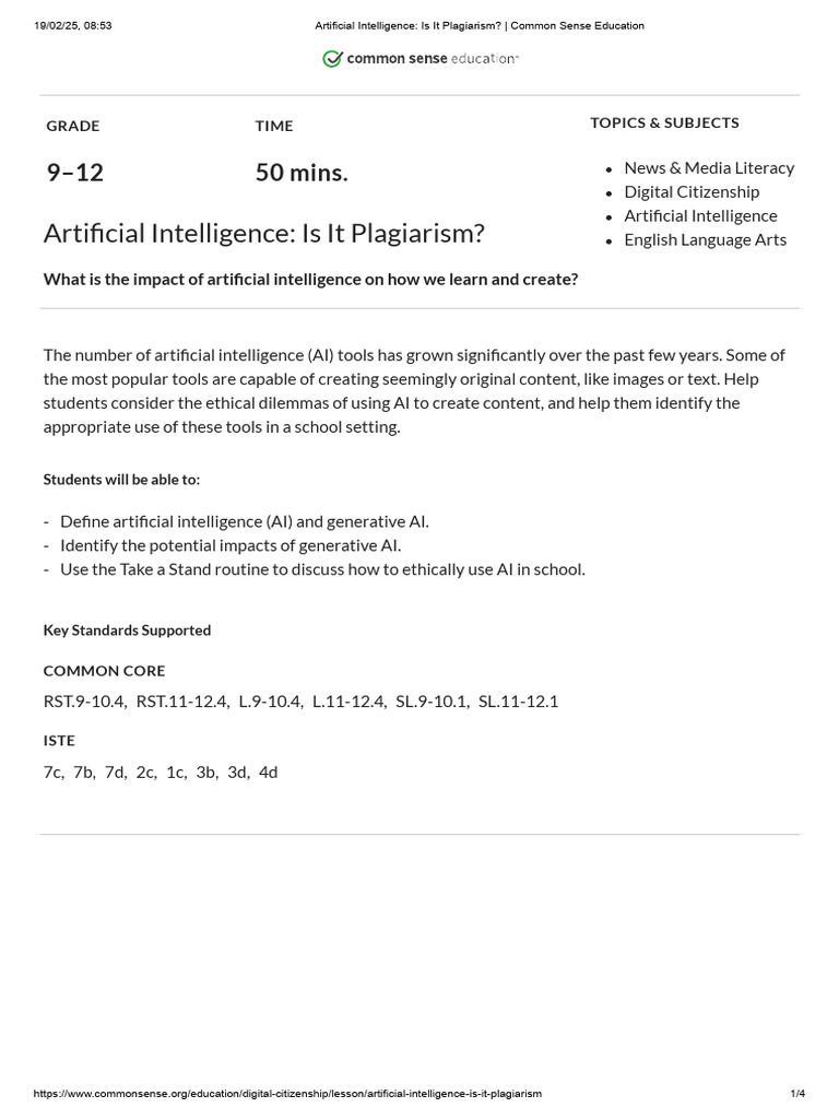 AI in Education: Ethics and Plagiarism | PDF | Artificial Intelligence ...