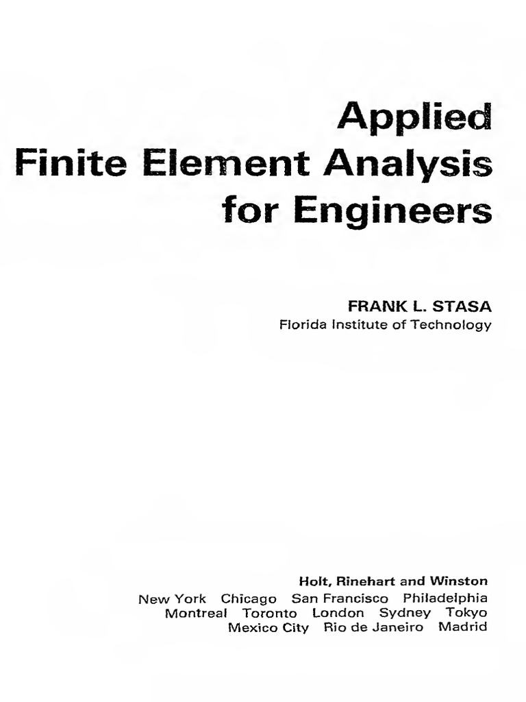 Applied Finite Element Analysis For Engineers Pdf Matrix Mathematics Finite Element Method
