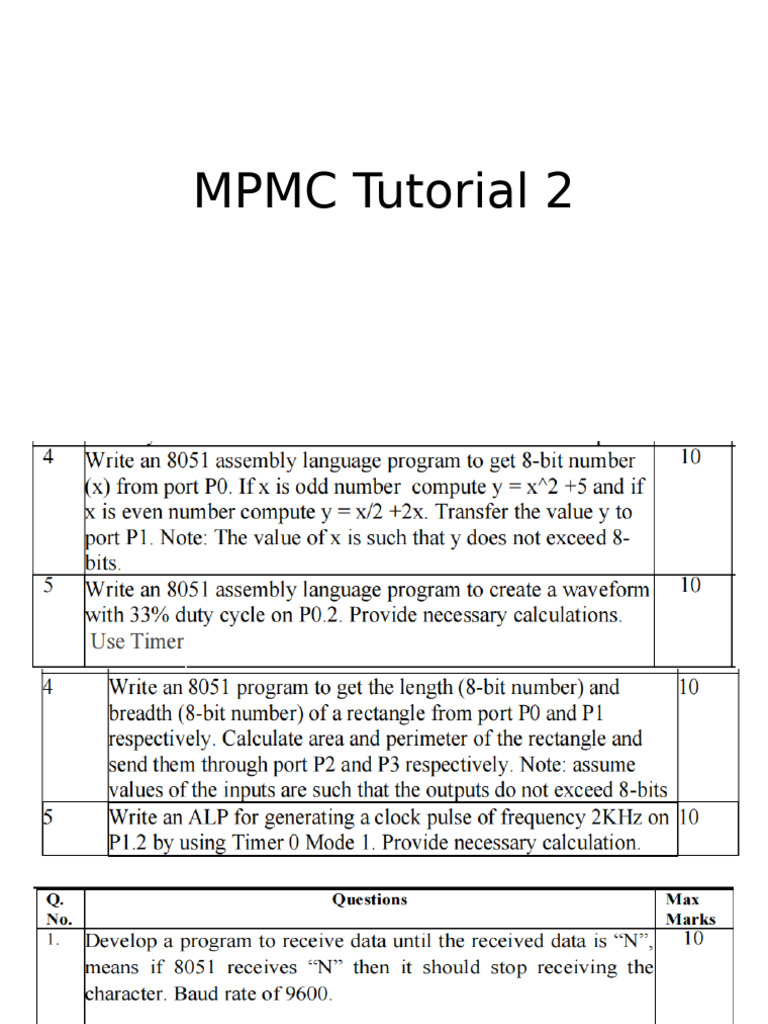MPMC Tutorial 2 Cat 2 | PDF