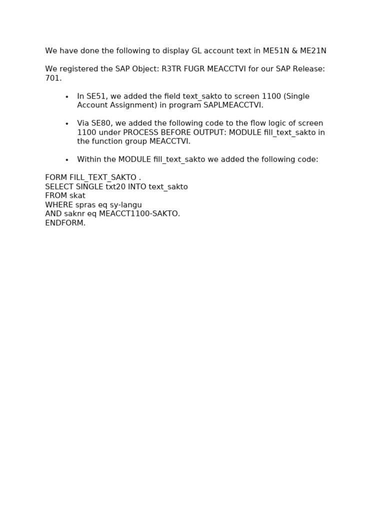 Display GL Account Text in ME51N | PDF