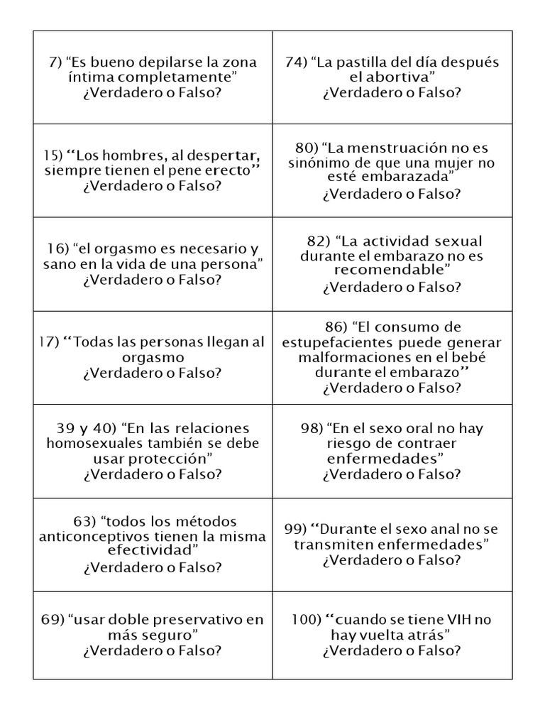 Mitos y Verdades sobre Sexualidad | PDF | Relaciones sexuales | Orgasmo