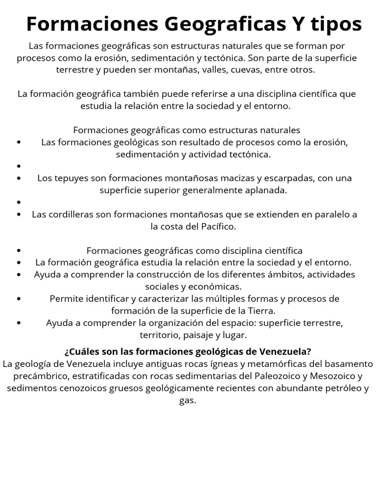 Tipos de Formaciones Geográficas | PDF | Montañas | Valle