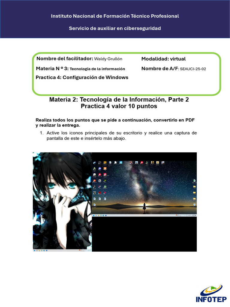 TI Parte 2- Practica 4 Configuracion Windows (1) | PDF | La seguridad informática | Seguridad