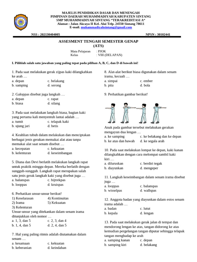 Soal Asts Pjok Kelas Viii | PDF