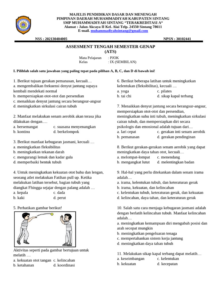 Soal Asts Pjok Kelas Ix | PDF