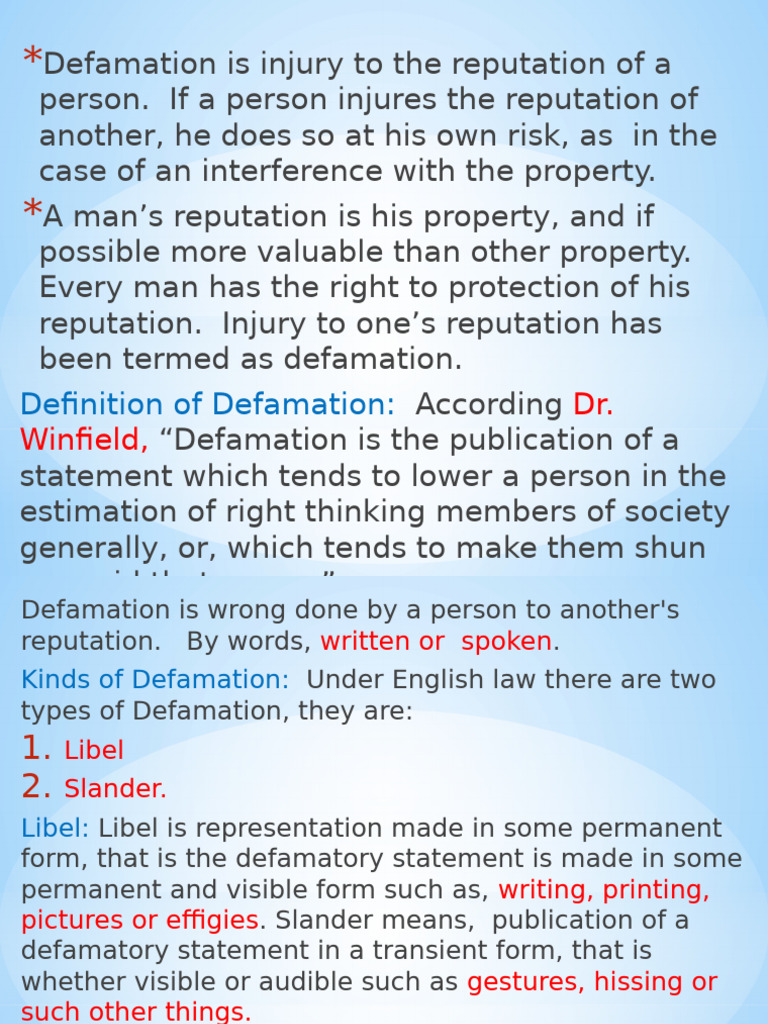 Defamation - Malicious Prosecution - Civil Action Abse of Legal Process ...