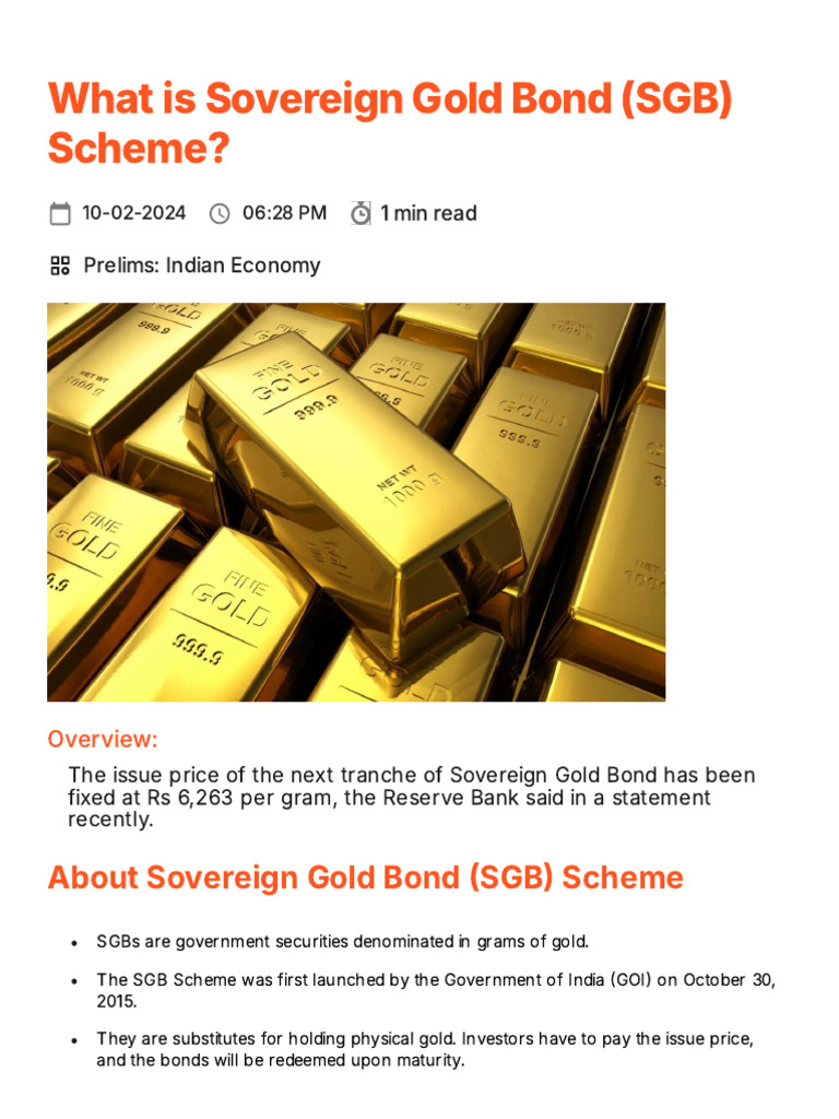 What Is Sovereign Gold Bond (SGB) Scheme | PDF | Bonds (Finance) | Securities (Finance)