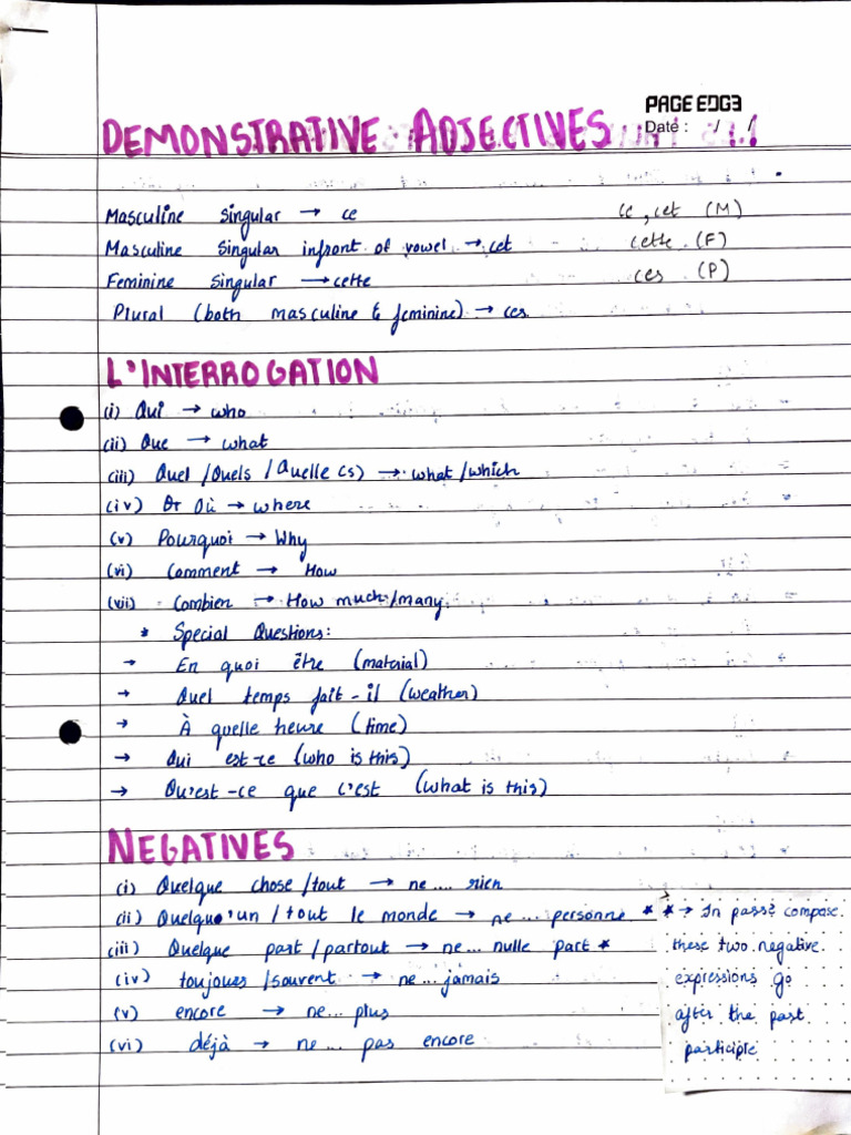 French Notes Full Term | PDF