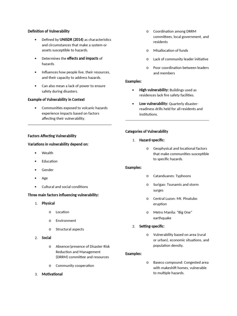 Understanding Vulnerability Definitions | PDF | Hazards | Natural Disasters
