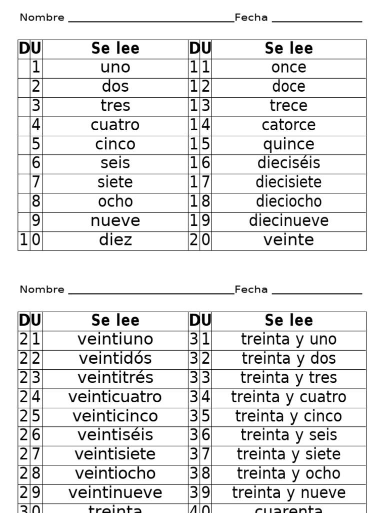Cuaderno Numeros Hasta El 99 | PDF