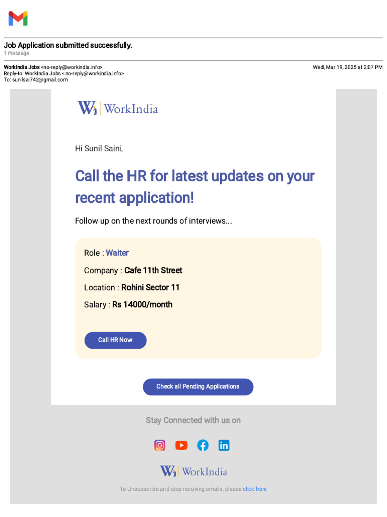 Gmail - Job Application Submitted Successfully. | PDF