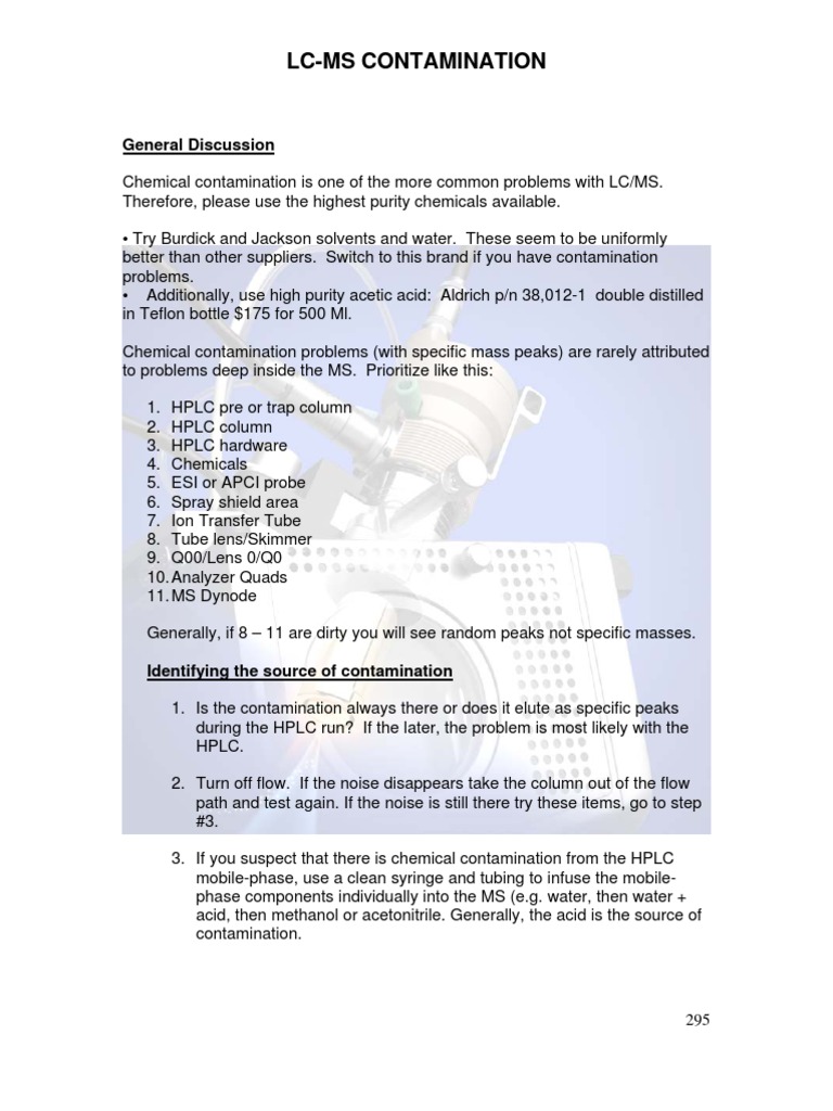 LC Ms Contamination | PDF | Electrospray Ionization | High Performance ...