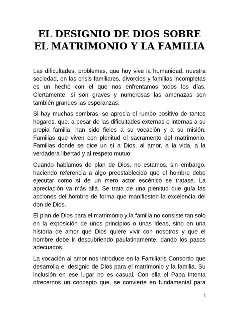 La Familia Designio de Dios | PDF | Amor | Cristo (título)