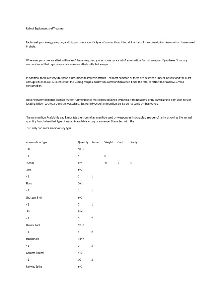 Fallout Ammunition Overview | PDF | Ammunition | Ballistics