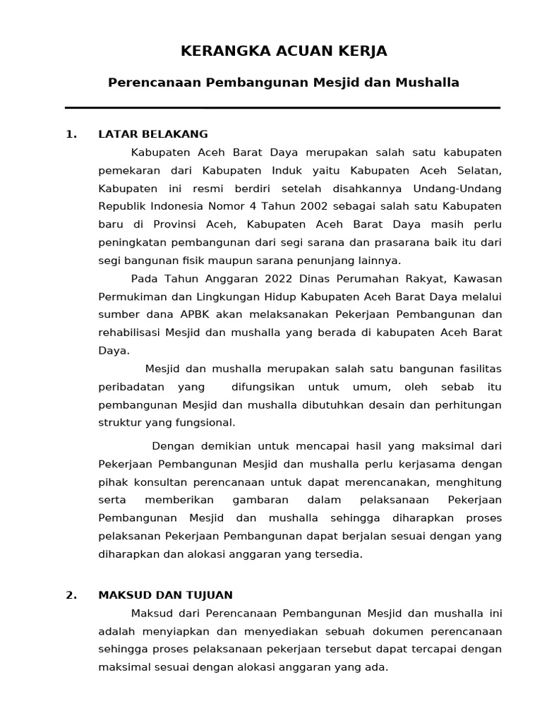 KAK Pembangunan Mesjid Dan Musyalla | PDF