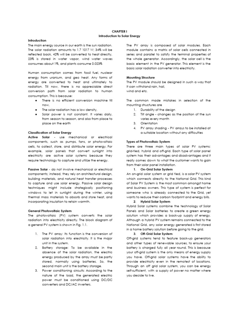Me 419 - Me Elective 2 - Midterm Reviewer | PDF | Solar Power ...