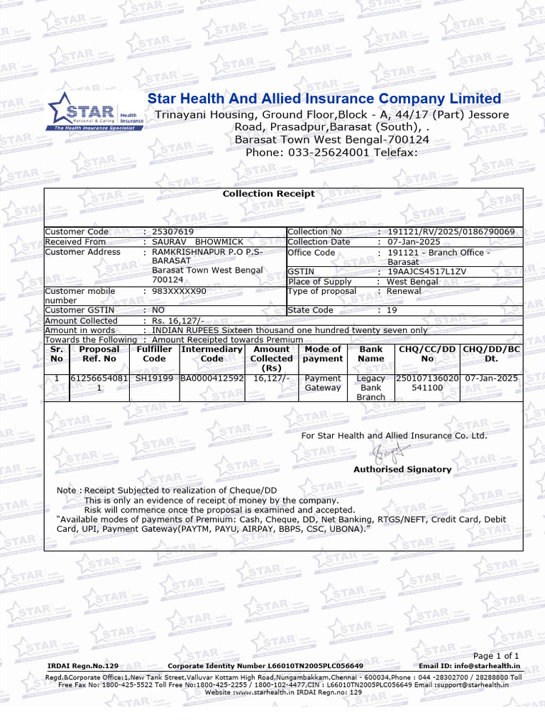 Collection Receipt for Insurance Premium | PDF | Payments | Service ...
