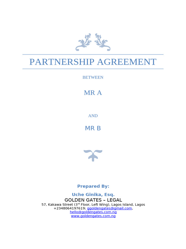 Partnership Agreement for A & B Limited | PDF | Partnership | Interest