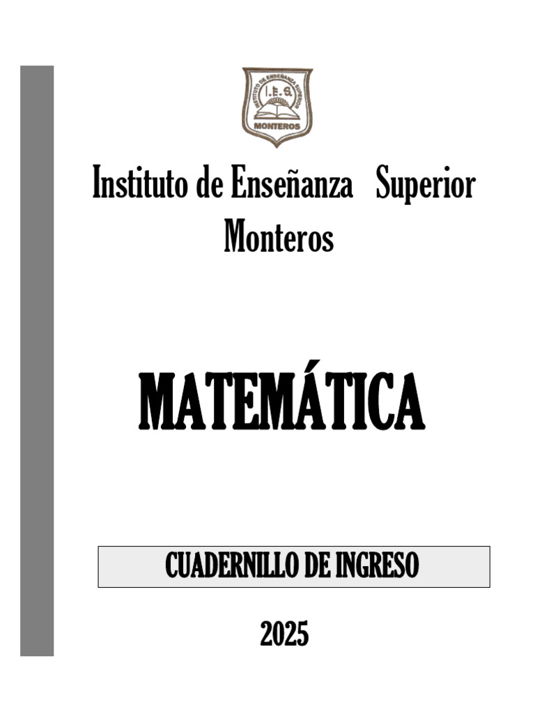 Cuadernillo de Matematica - Ingreso 2025 | PDF | Entero | División (Matemáticas)