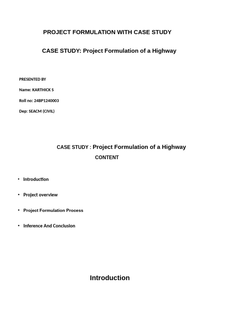 Project Formulation Case Study of HIGHWAY | PDF | Controlled Access ...
