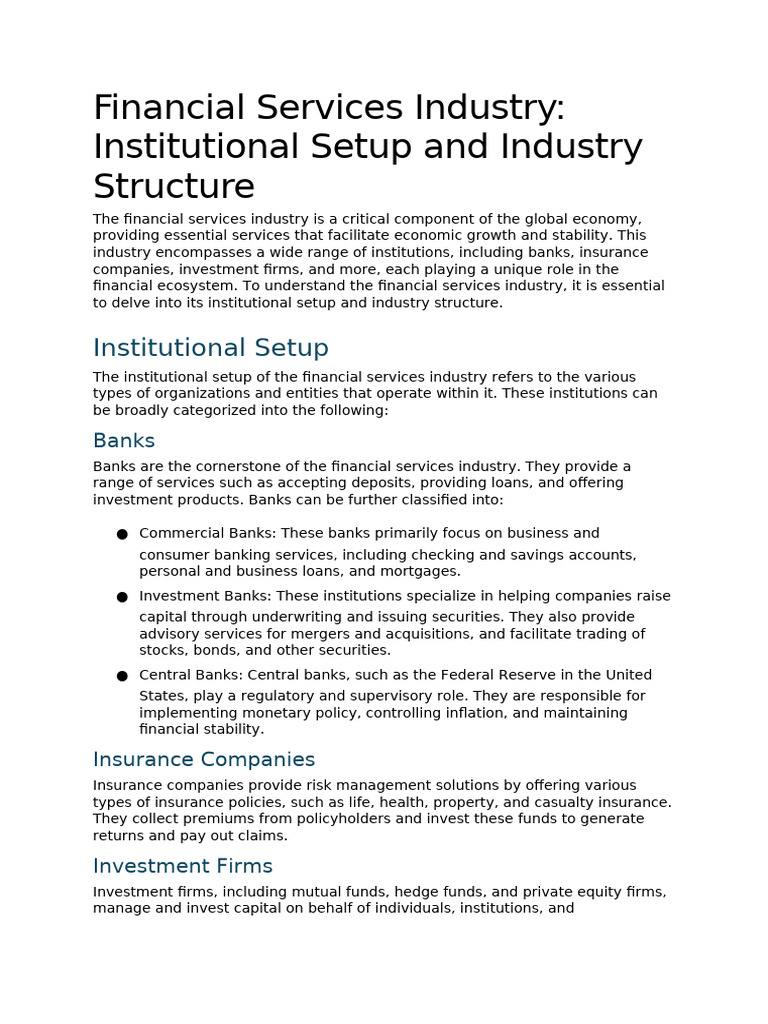 Financial Services Industry Overview | PDF | Banks | Investment Banking