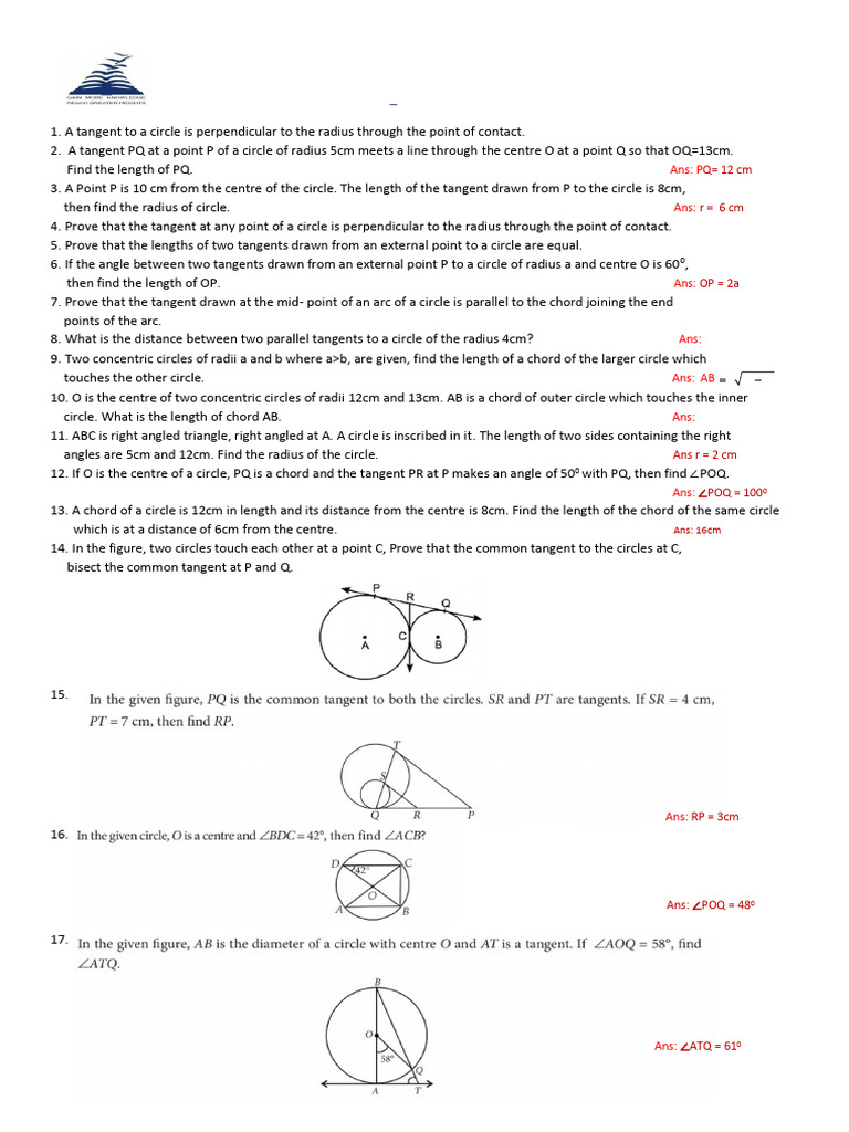 Circle Geometry Revision for Grade 10 | PDF | Circle | Perpendicular