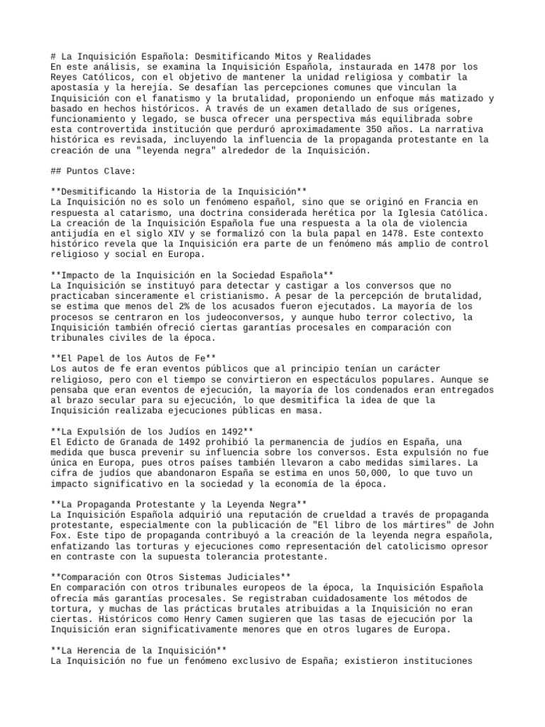 La Inquisición Española - Desmitificando Mitos y Realidades | PDF ...