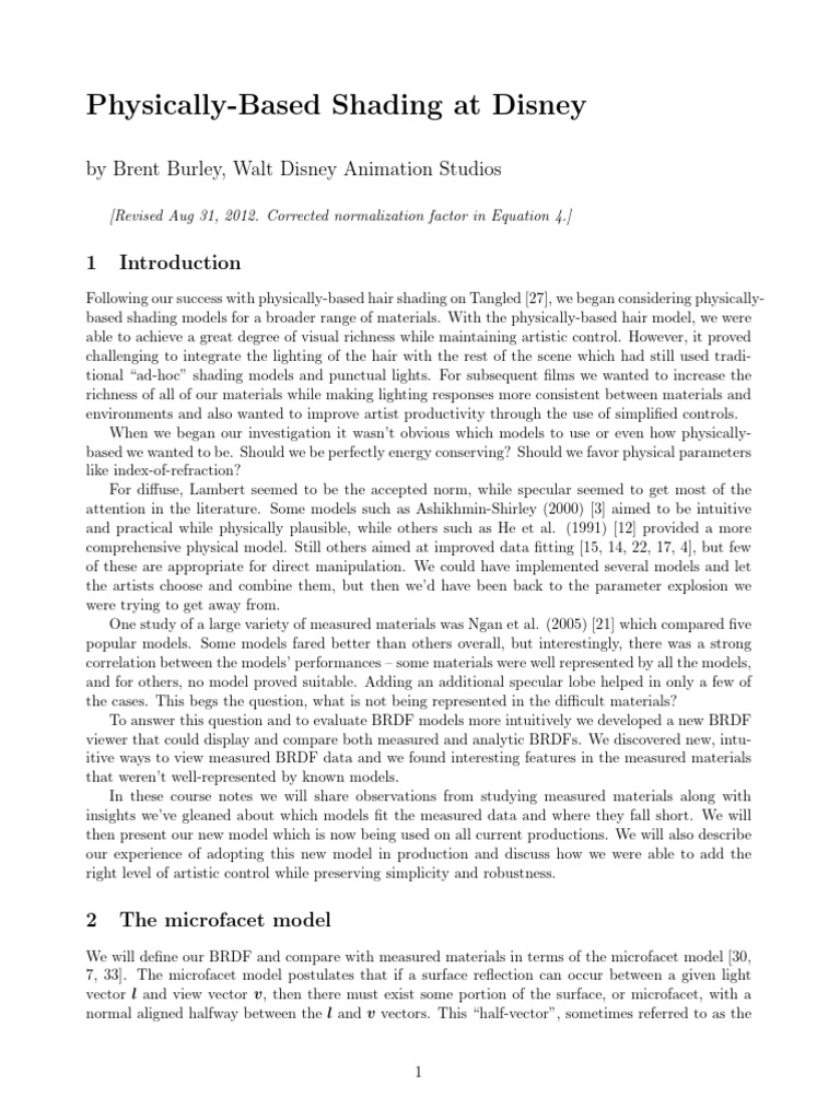 Disney's Physically-Based Shading Models | PDF | Electromagnetic ...