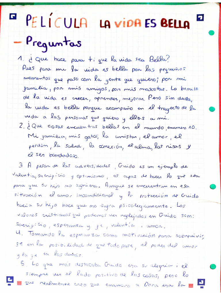 Preguntas la vida es bella | PDF