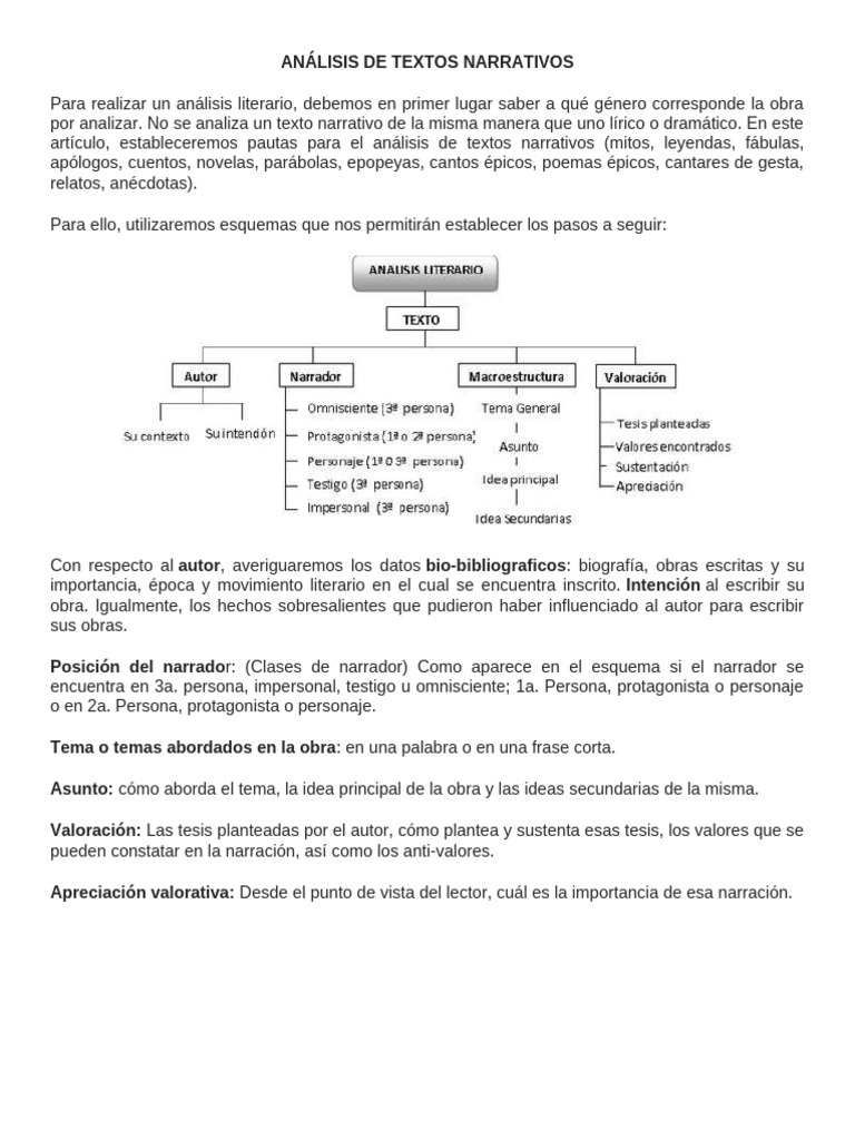 Guía para Análisis de Textos Narrativos | PDF | Narración | Poesía épica